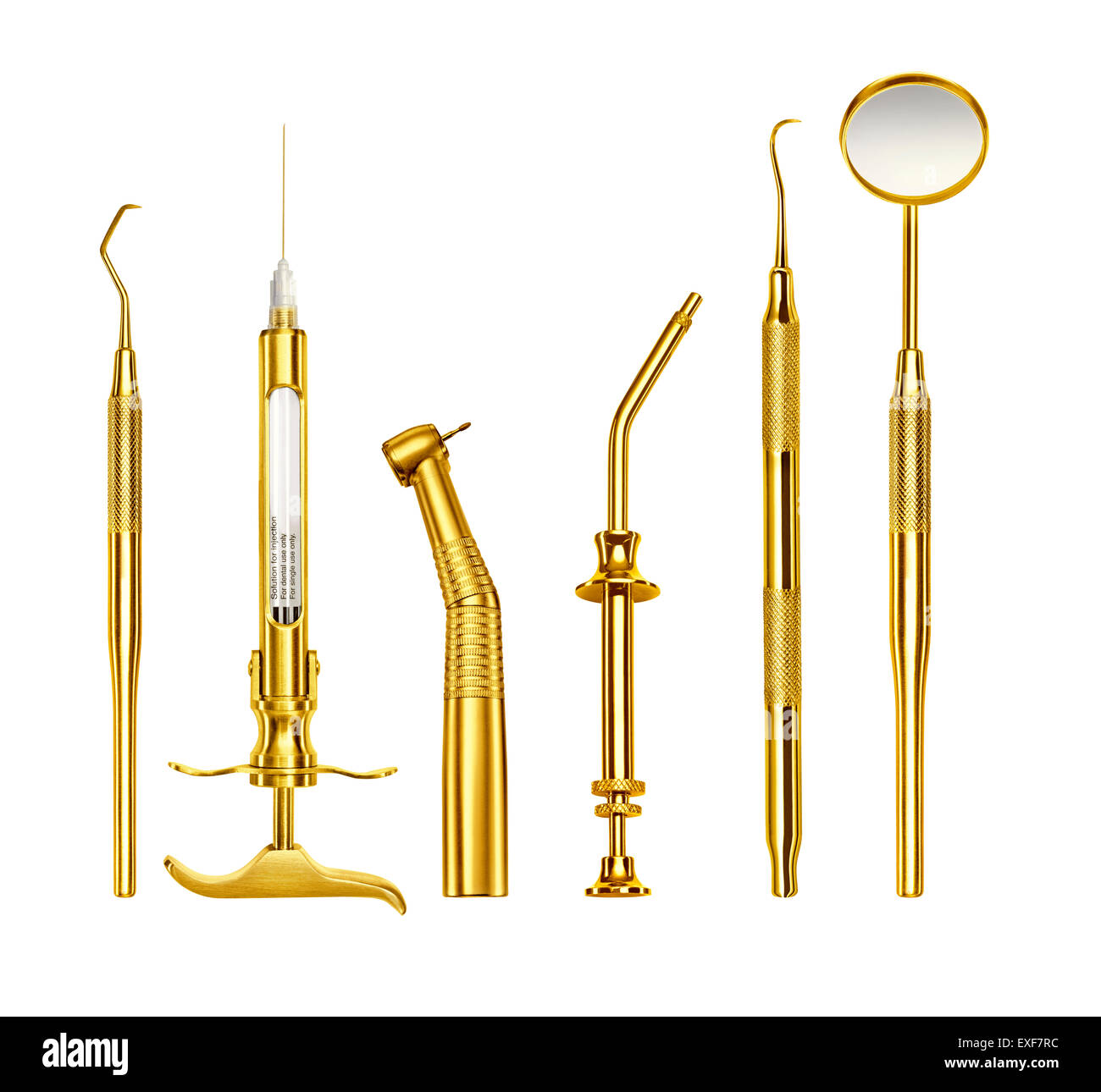A row of gold dentistry tools Stock Photo - Alamy