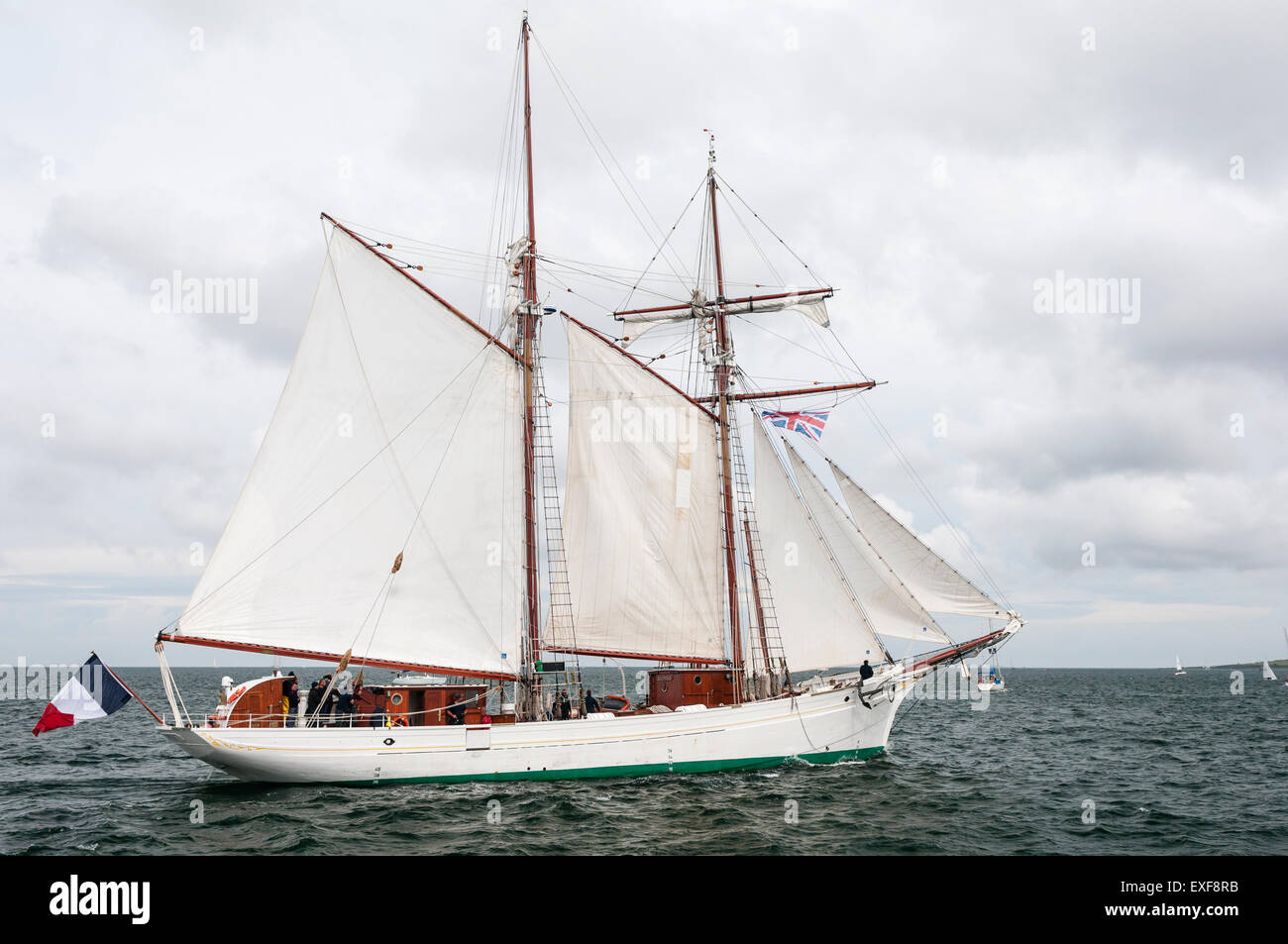 Topsail schooner sailing ship La Belle Poule leaves Belfast for the ...