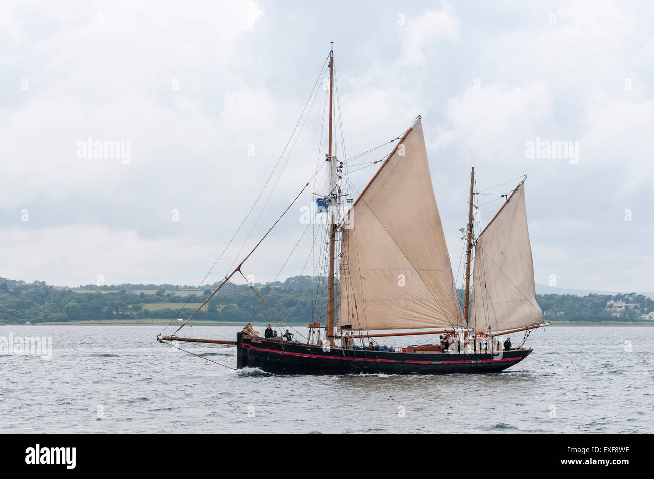 British gaff Ketch sailing ship Leader leaves Belfast for the start of ...