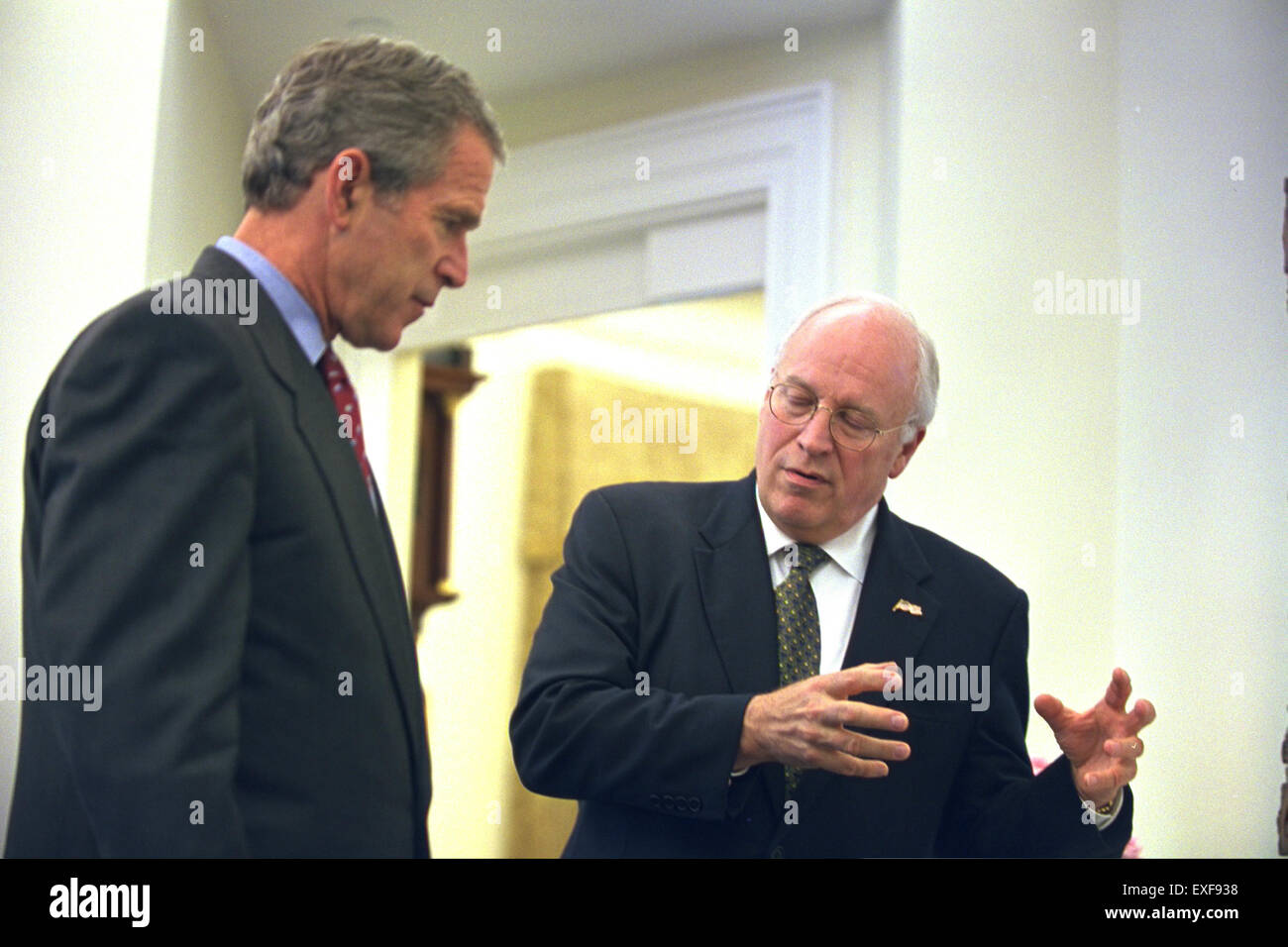President Bush and Vice President Cheney Outside the Oval Office Stock ...