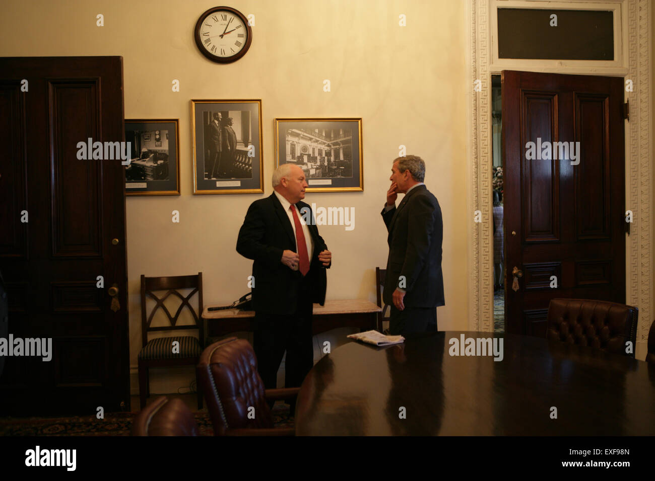 President Bush and Vice President Cheney Talk Outside the Indian Stock ...