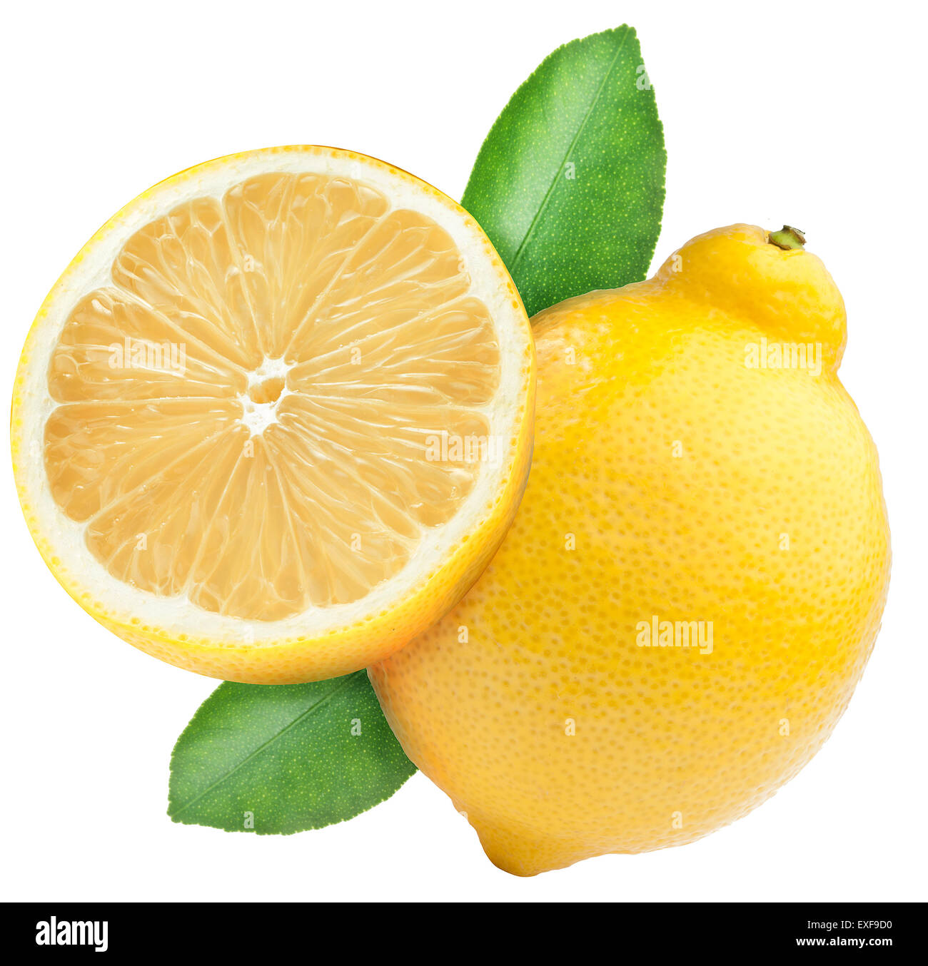 Ripe lemon and the half of lemon fruit. File contains clipping paths ...