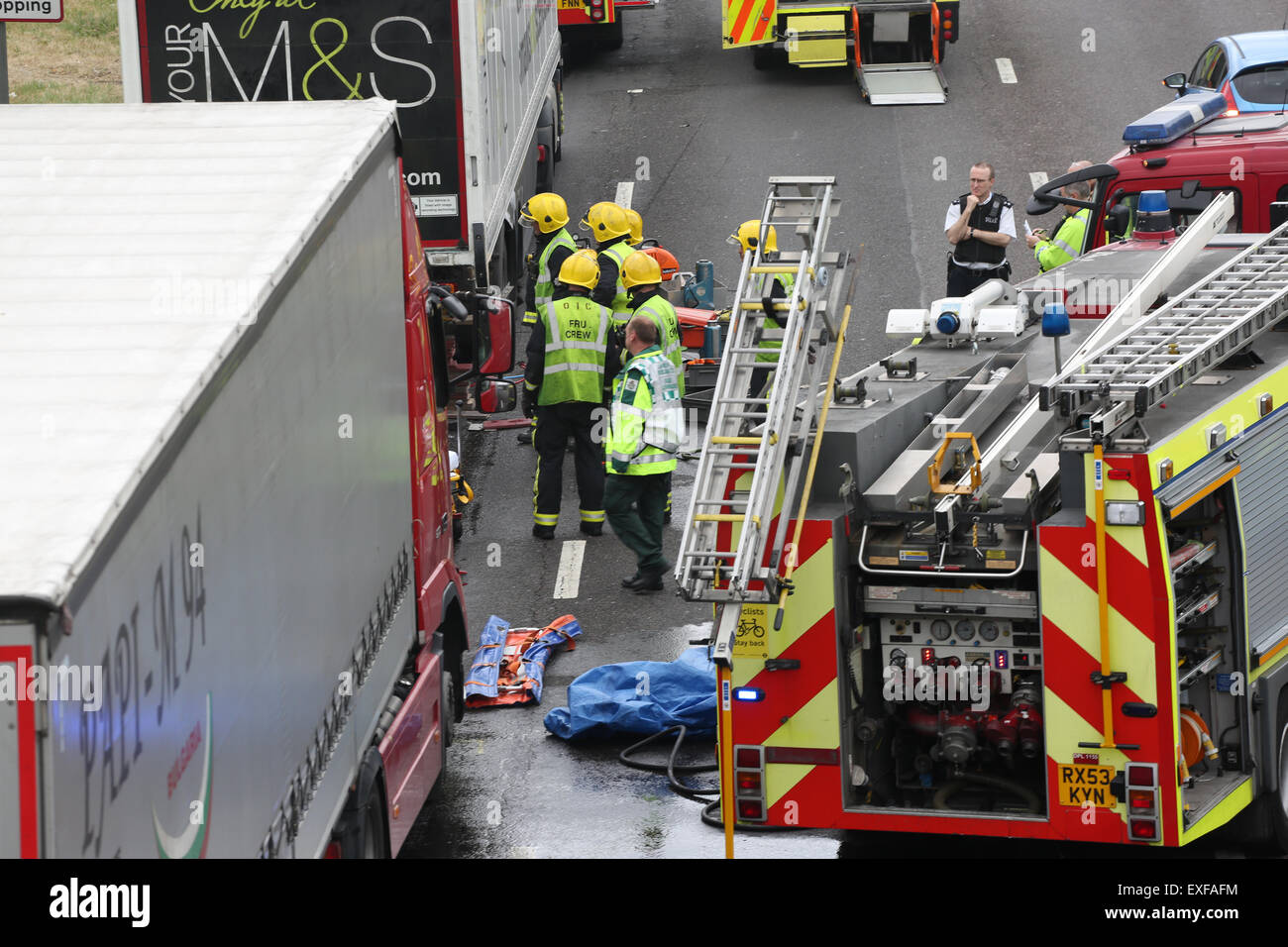 A406 North Circular near Colney Hatch Lane, UK. 13th July, 2015 ...