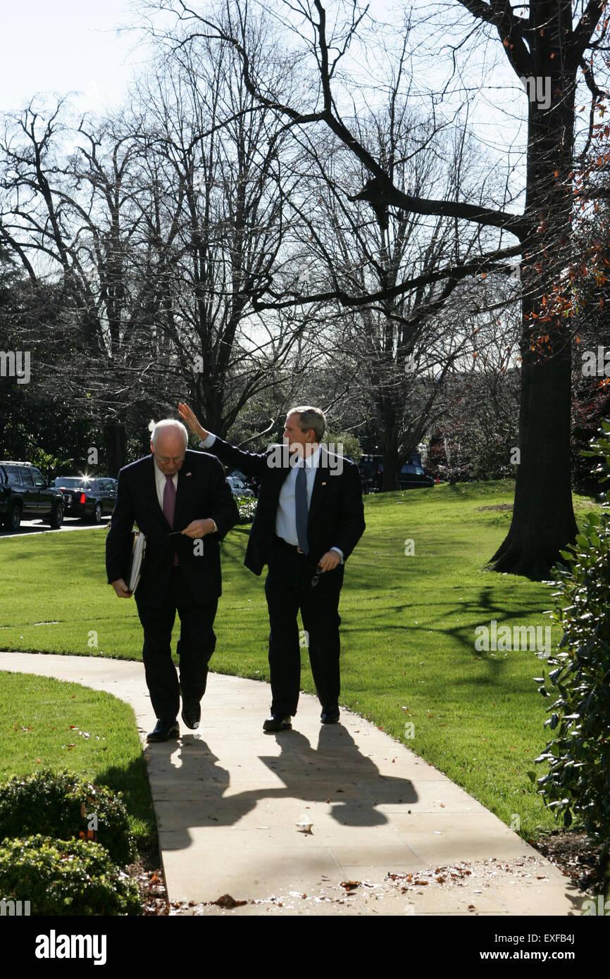 President Bush and Vice President Cheney Walk Together on the Stock ...