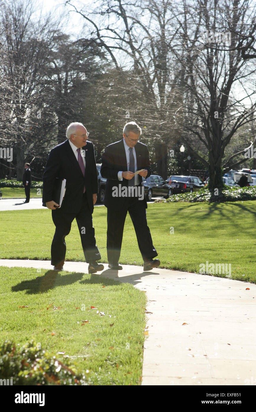 President Bush and Vice President Cheney Walk Together on the Stock ...