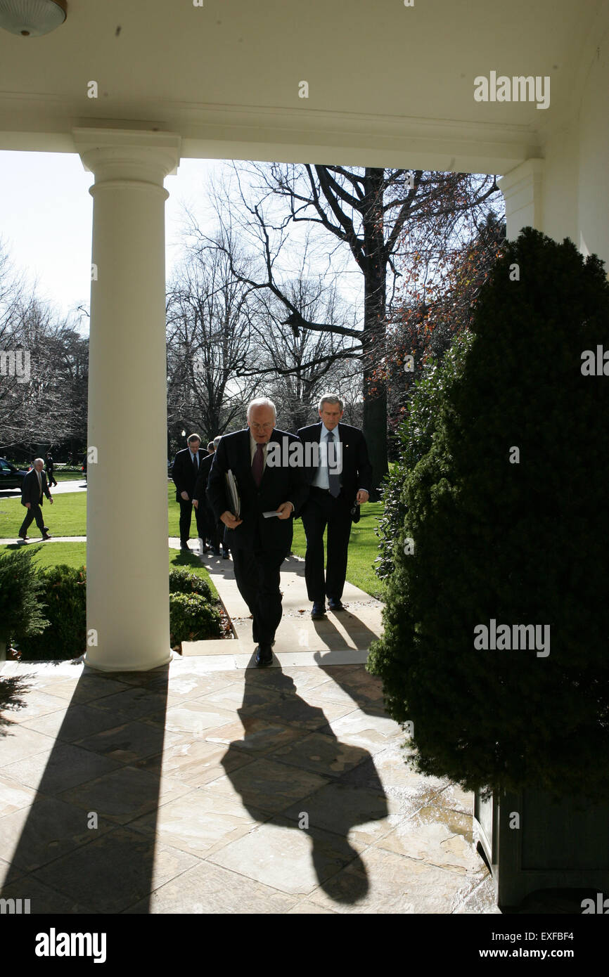 President Bush and Vice President Cheney Walk Together on the Stock ...