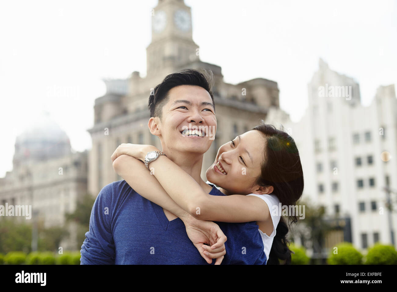 Couple hugging, The Bund, Shanghai, China Stock Photo - Alamy