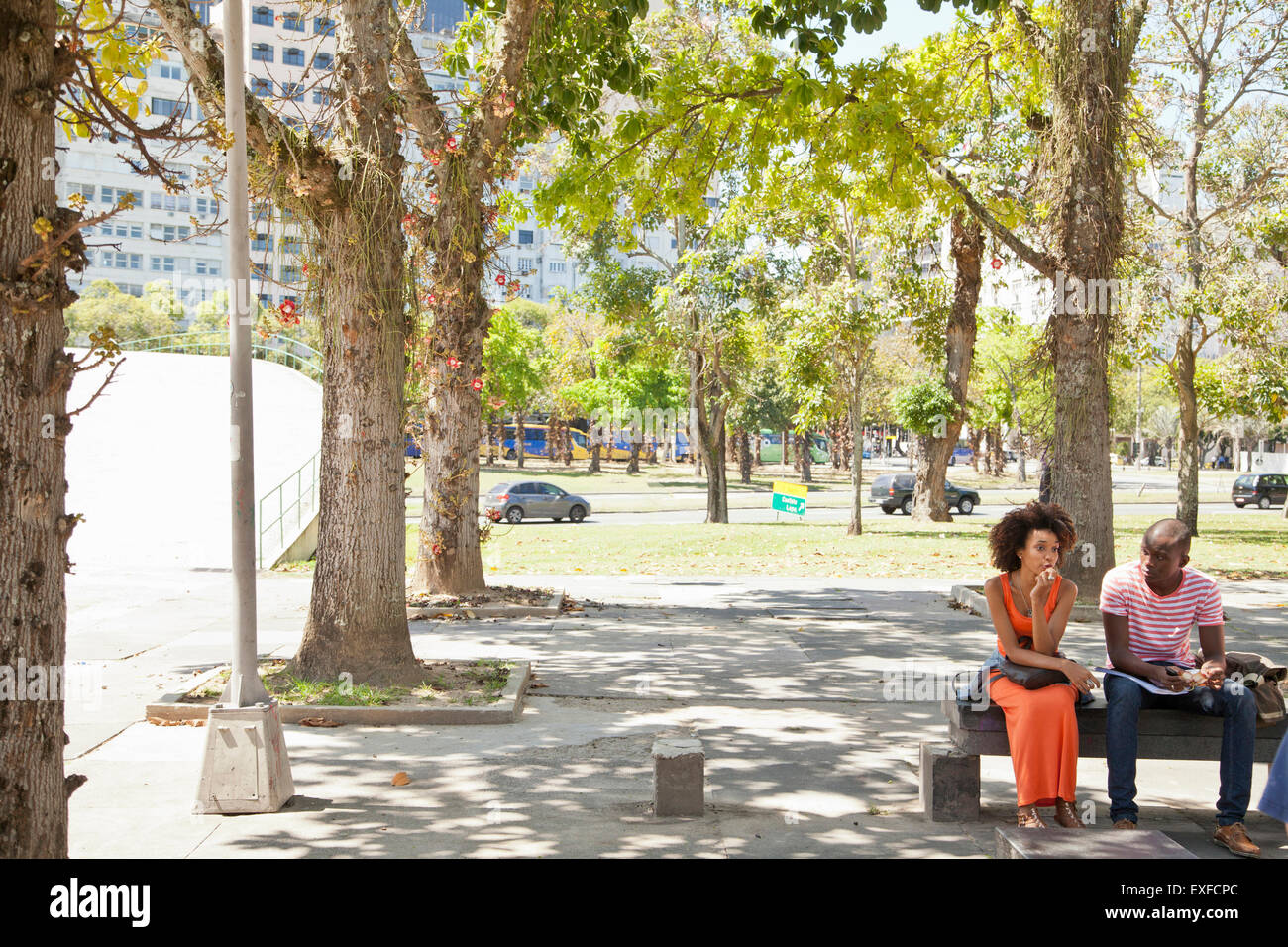 Students sitting under tree, Rio de Janeiro, Brazil Stock Photo - Alamy