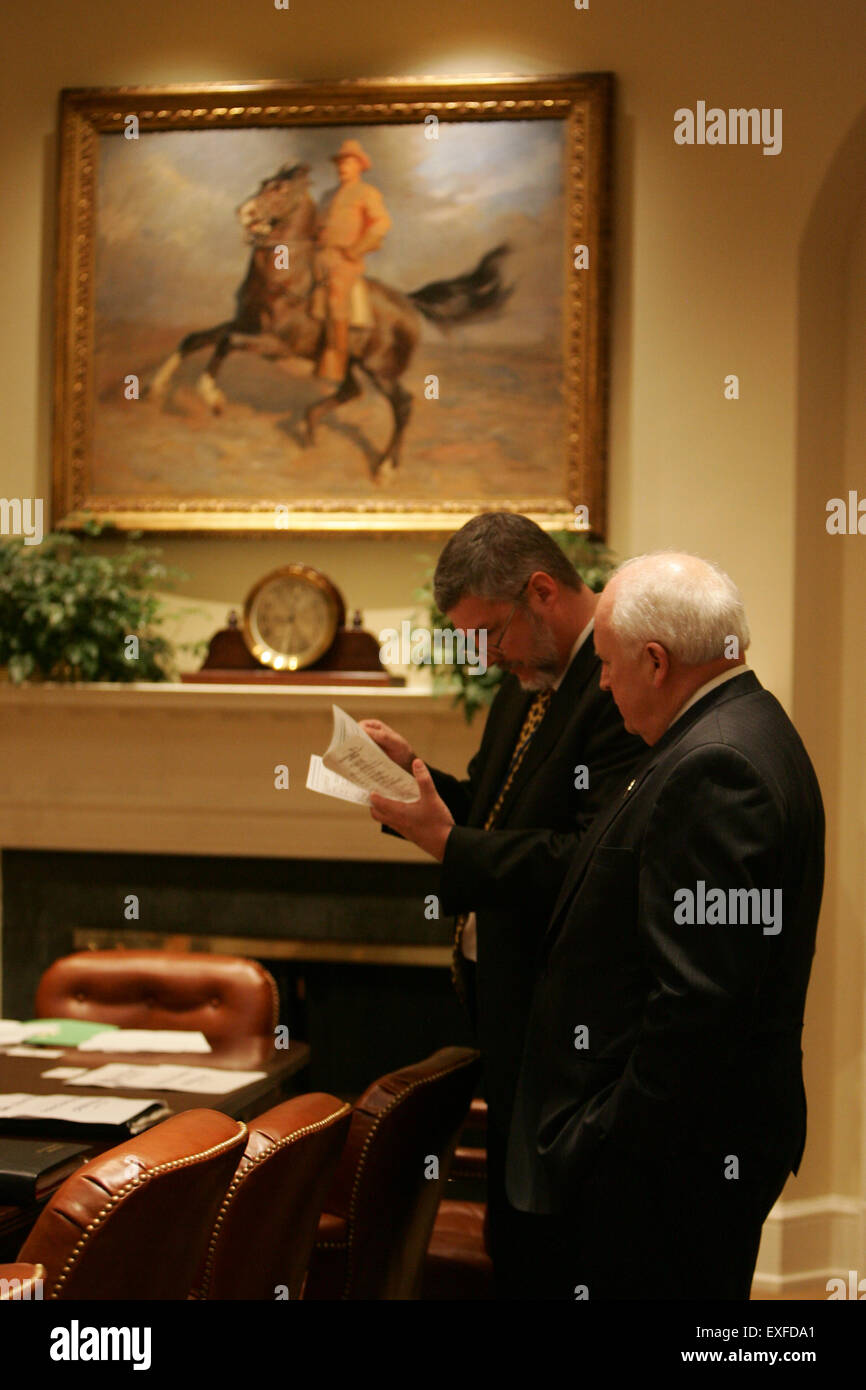 Vice President Cheney and David Addington in Roosevelt Room of Stock ...