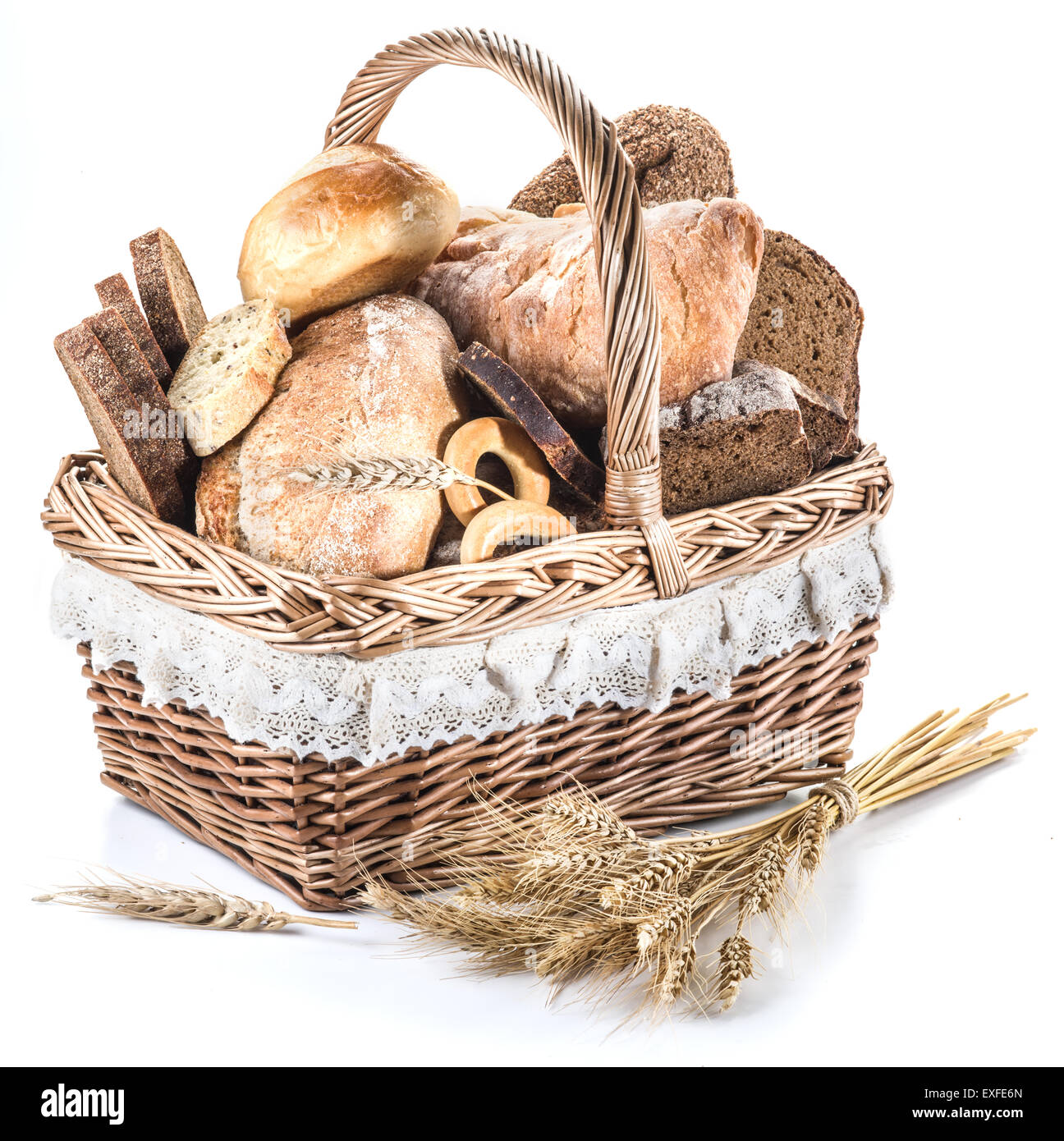 Different types bread in basket hi-res stock photography and images - Alamy