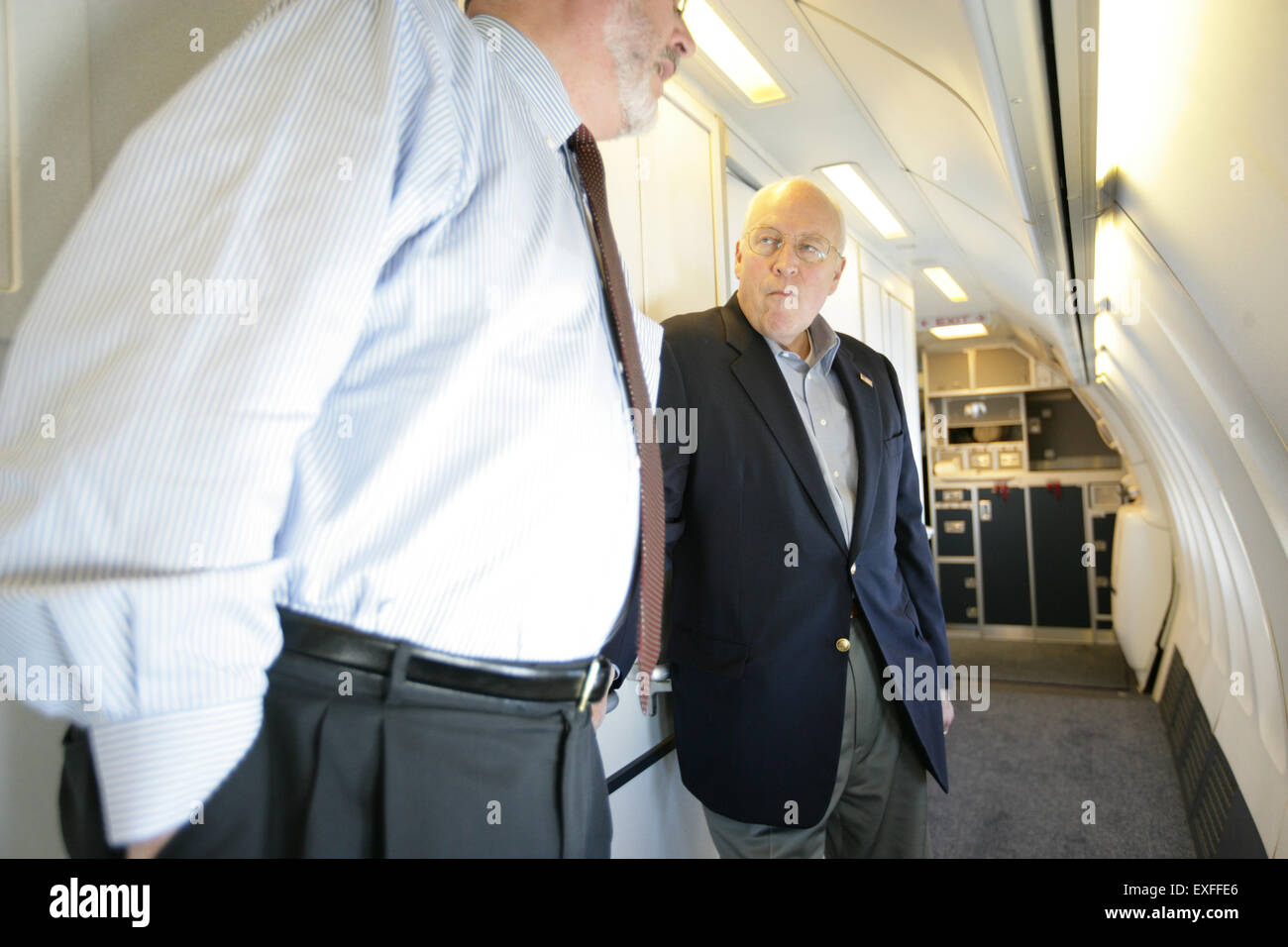 Vice President Cheney Talks with David Addington Aboard Air Force Stock ...