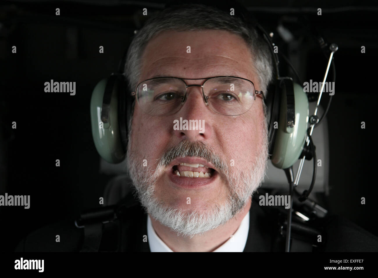 David Addington Aboard Helicopter Lift to Tel Aviv, Israel Stock Photo ...