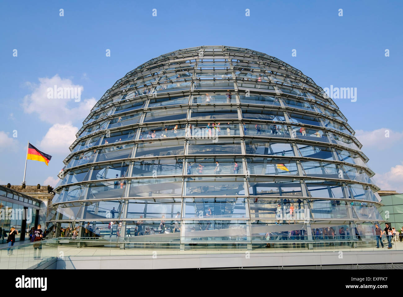 The glass dome above the Reichstag parliament building in Berlin ...