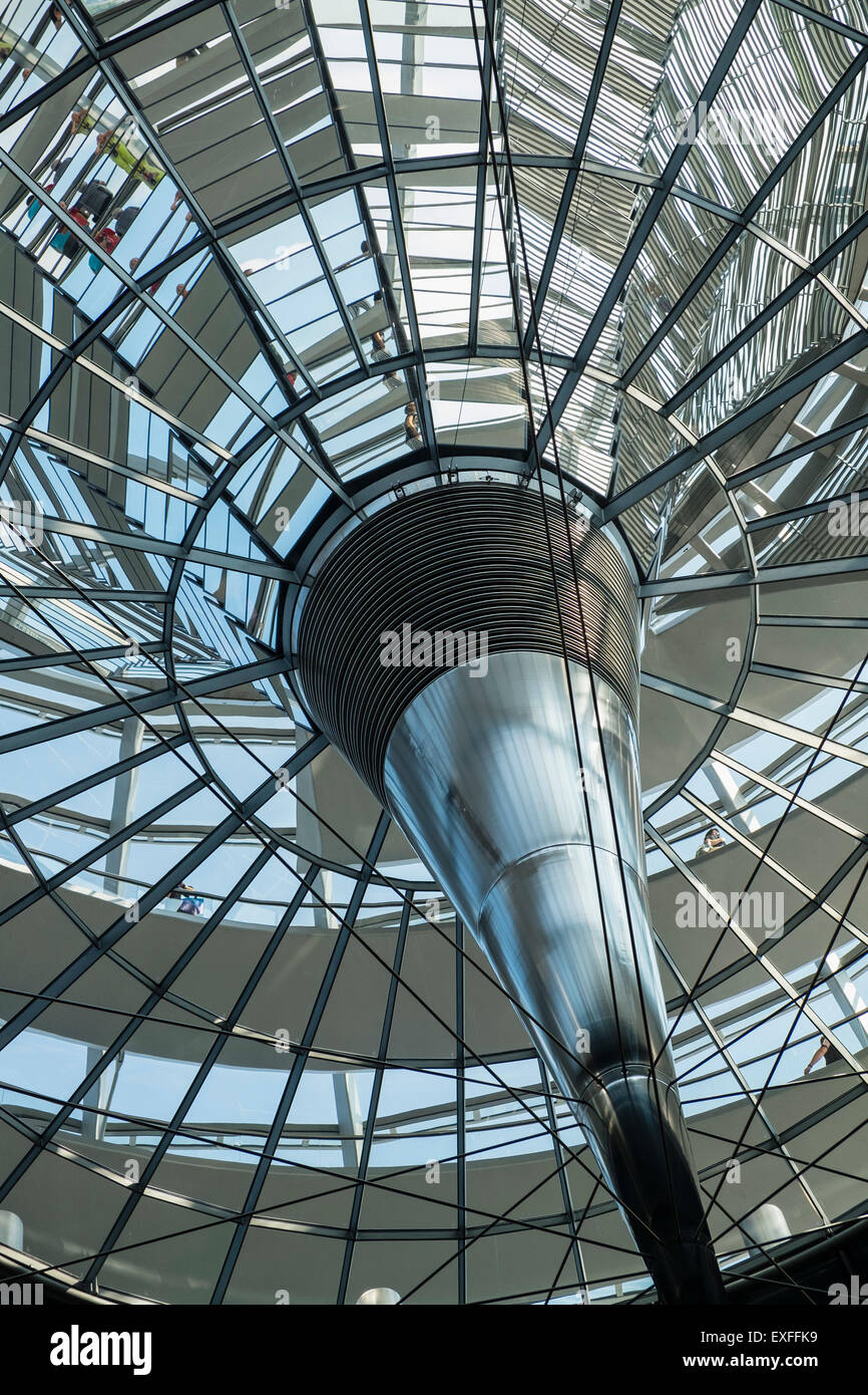 The glass dome above the Reichstag parliament building in Berlin ...