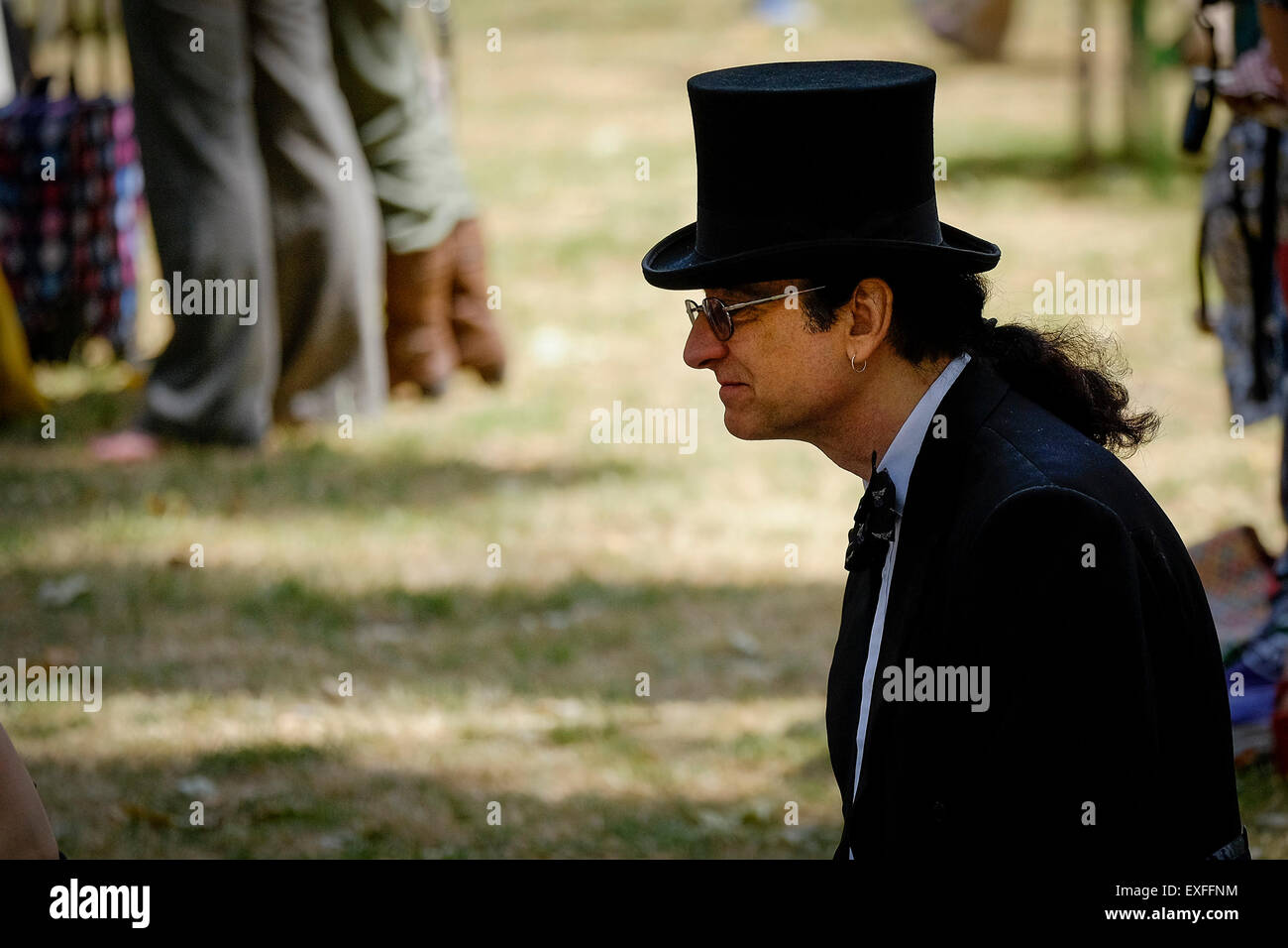 A chap wearing a top hat at The Chap Olympiad in Bloomsbury, London ...