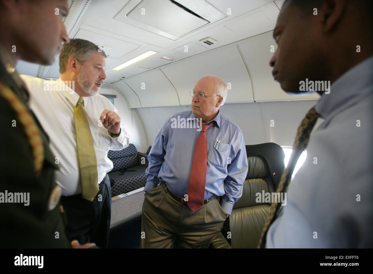 Vice President Cheney Talks with David Addington Aboard Air Force Stock ...