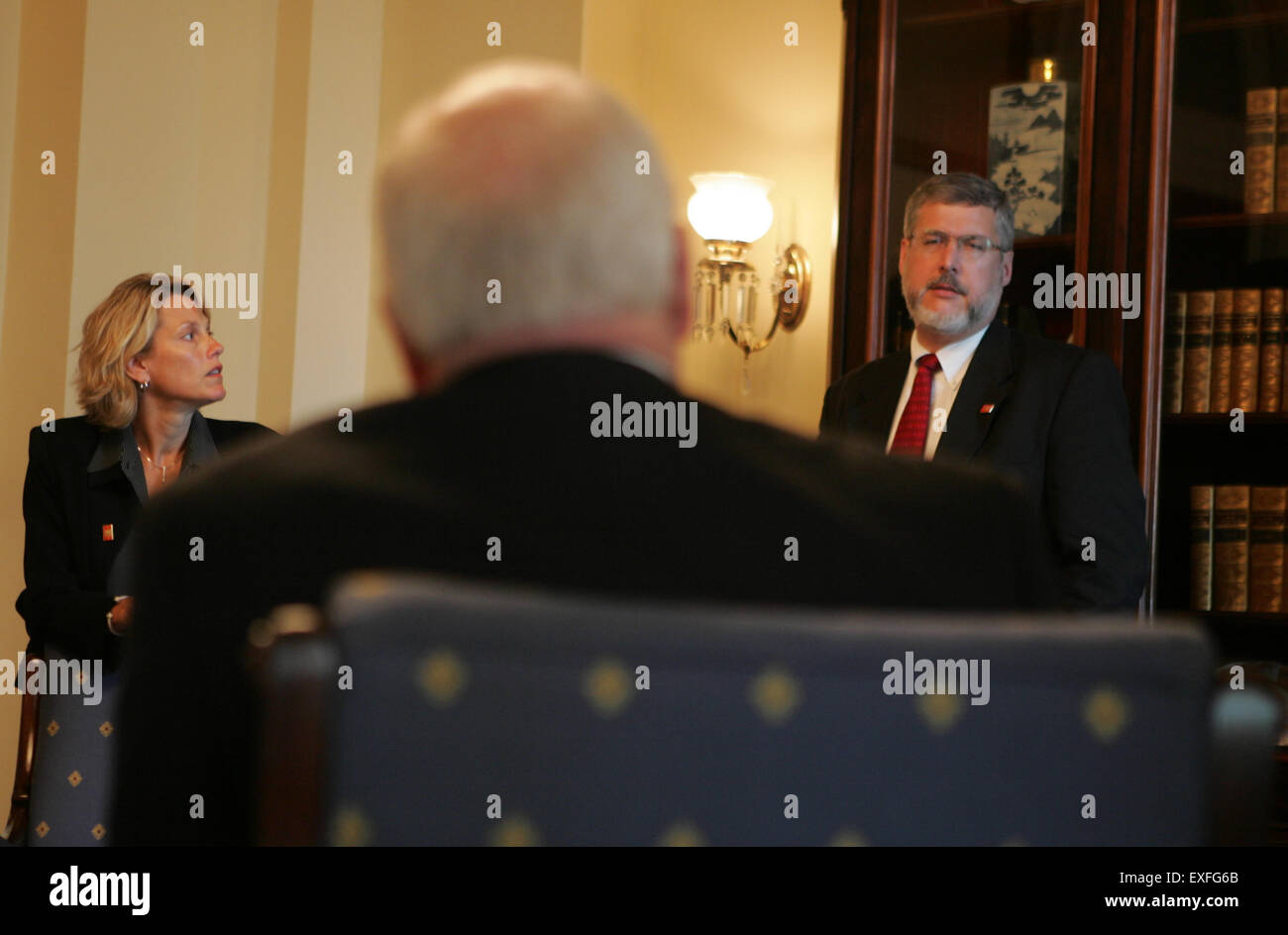Vice President Cheney Talks With David Addington and Brenda Becker ...