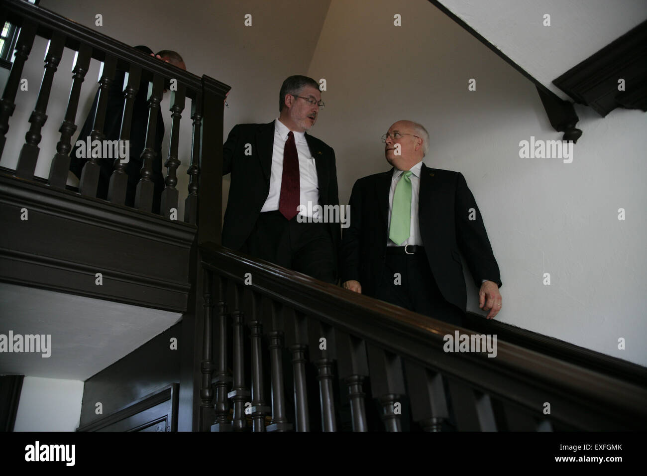 Vice President Cheney Talks with David Addington on the Stairs Stock ...