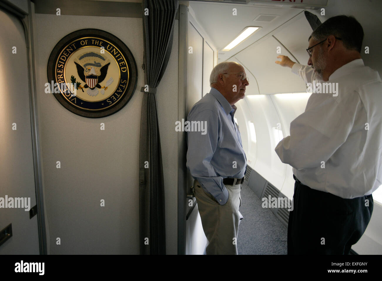 Vice President Cheney Talks with David Addinton Aboard Air Force Stock ...