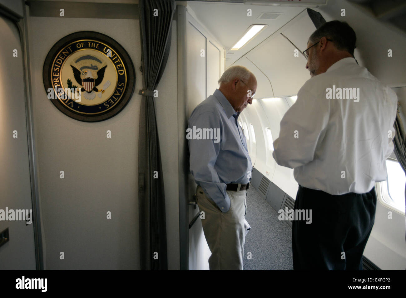 Vice President Cheney Talks with David Addinton Aboard Air Force Stock ...