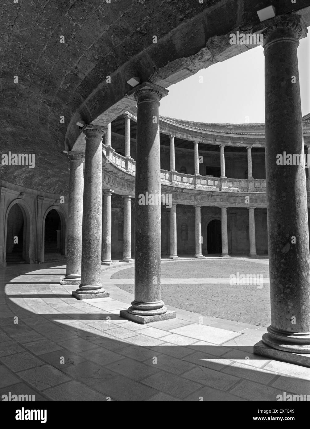 GRANADA, SPAIN - MAY 30, 2015: The columns and atrium of Alhambra ...