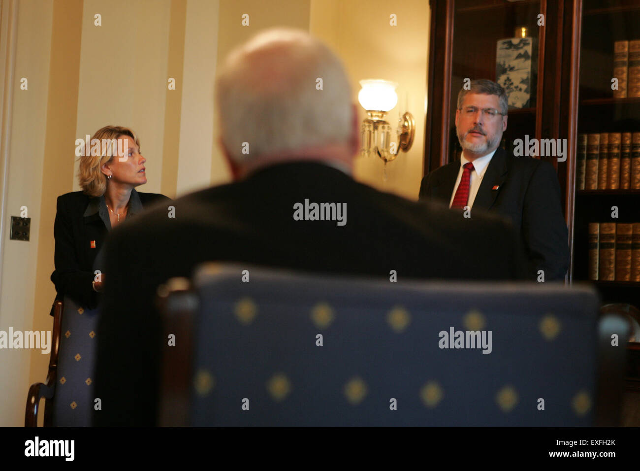 Vice President Cheney with David Addington and Brenda Becker in Stock ...