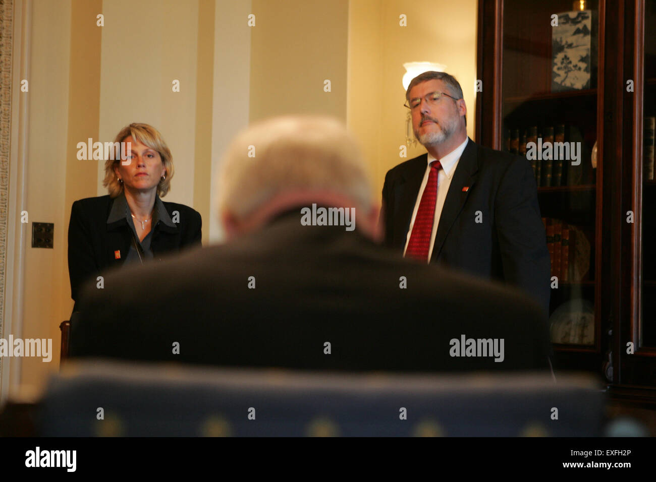 Vice President Cheney with David Addington and Brenda Becker in Stock ...