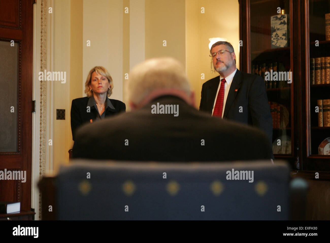 Vice President Cheney with David Addington and Brenda Becker in Stock ...