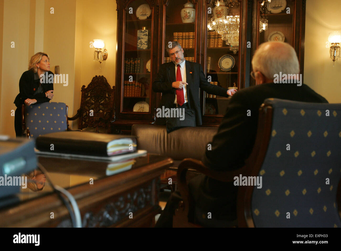 Vice President Cheney with David Addington and Brenda Becker in Stock ...