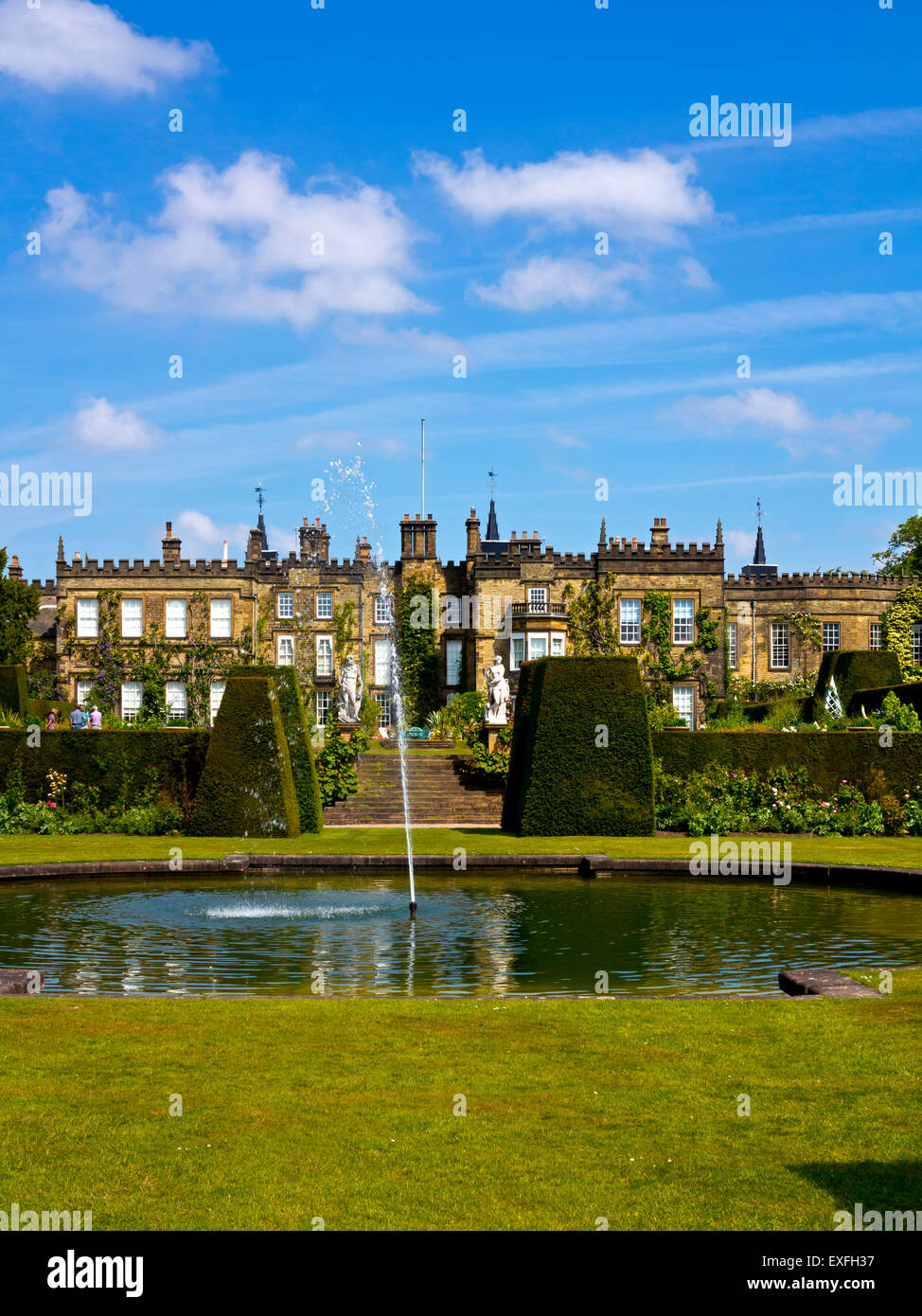 The pool in front of the house and garden at Renishaw Hall Derbyshire ...