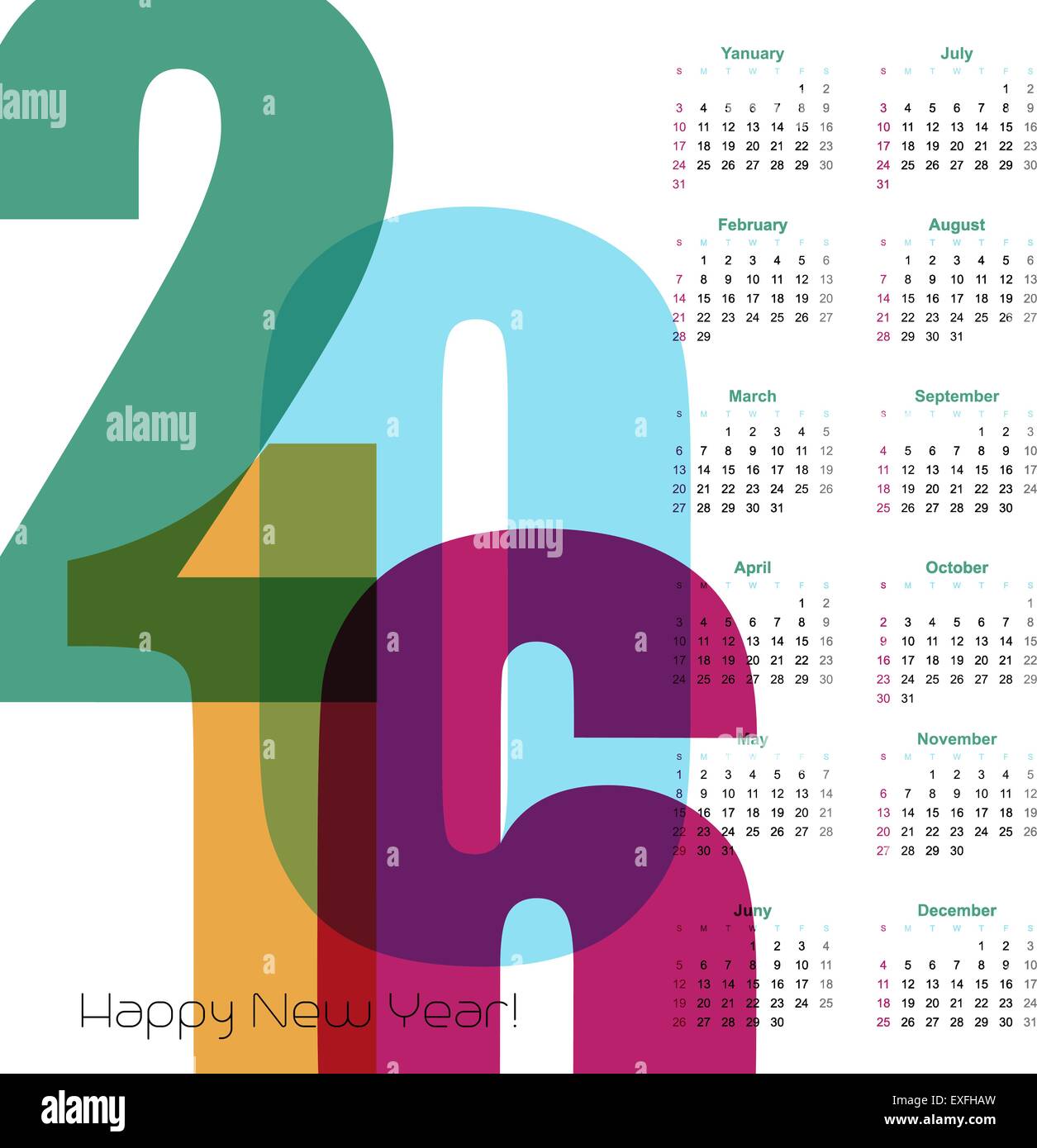 Year Calendar. Vector illustration Stock Vector Image & Art - Alamy