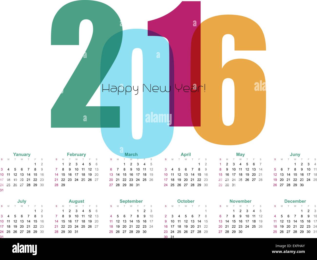 Year Calendar. Vector illustration Stock Vector Image & Art - Alamy
