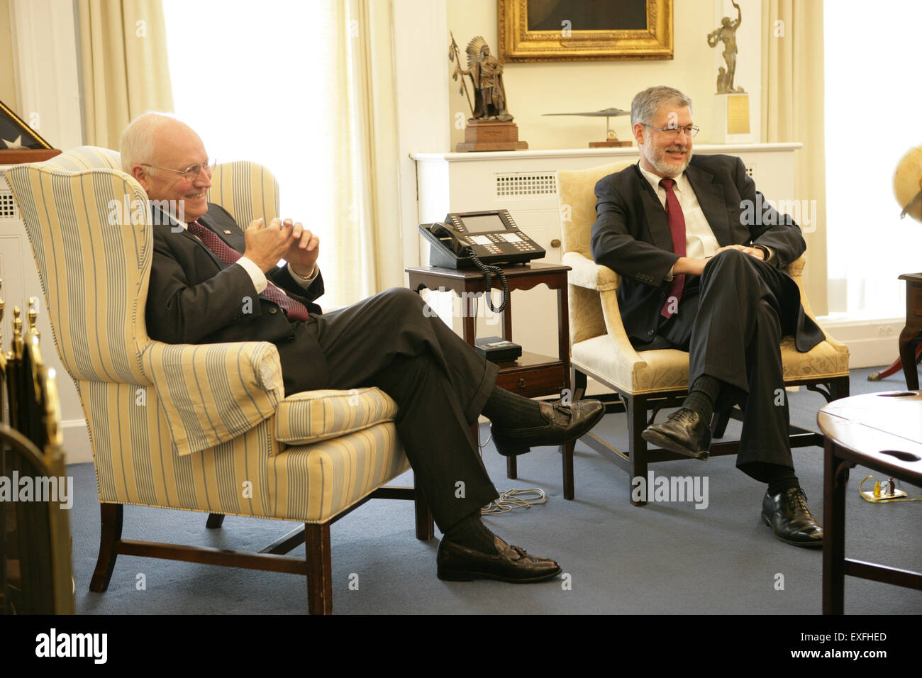 Vice President Cheney with David Addington in His Office at Stock Photo ...