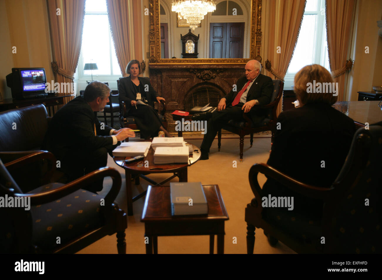 Vice President Cheney with David Addington, Candi Wolff and Brenda ...