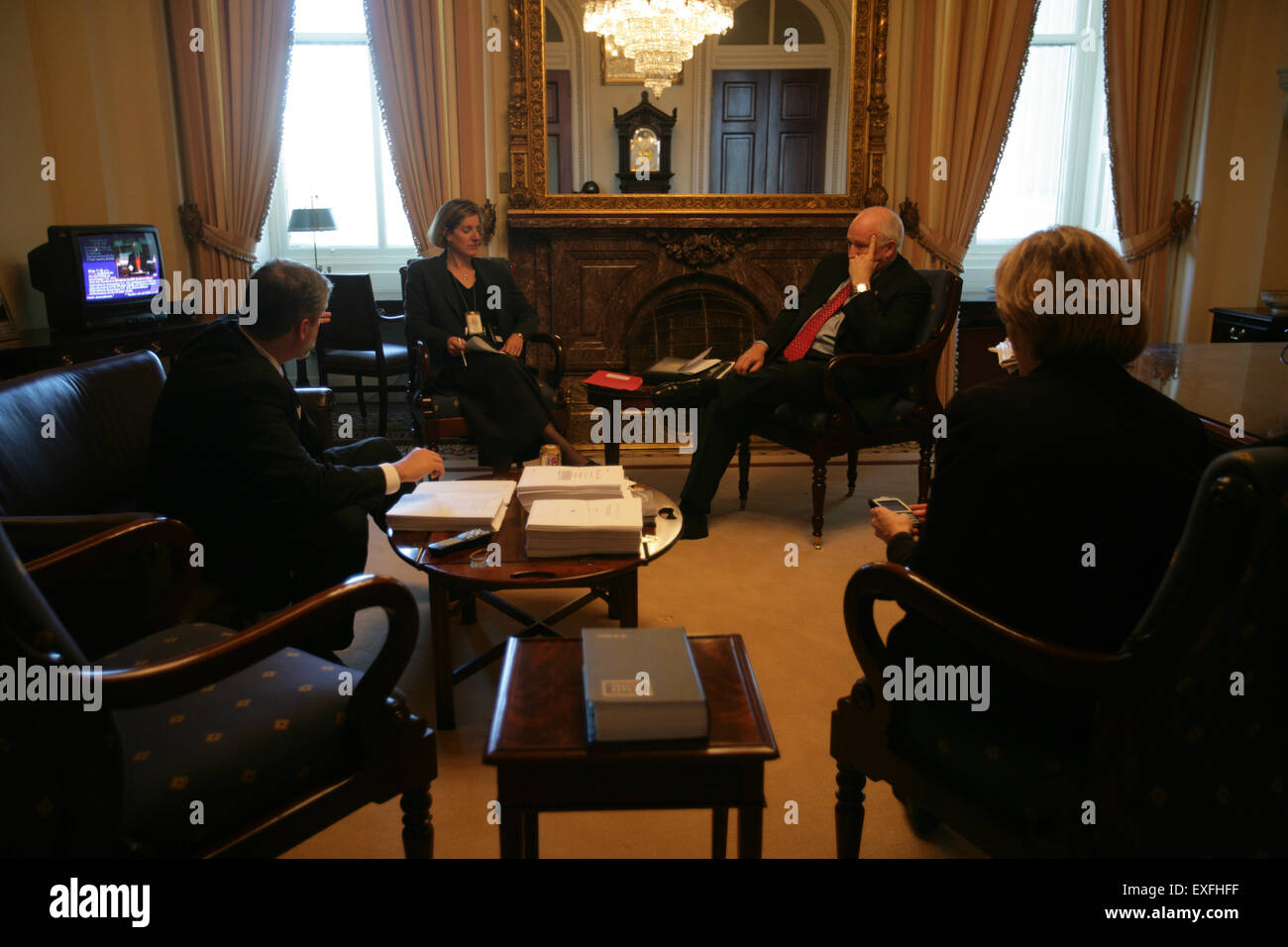 Vice President Cheney with David Addington, Candi Wolff and Brenda ...