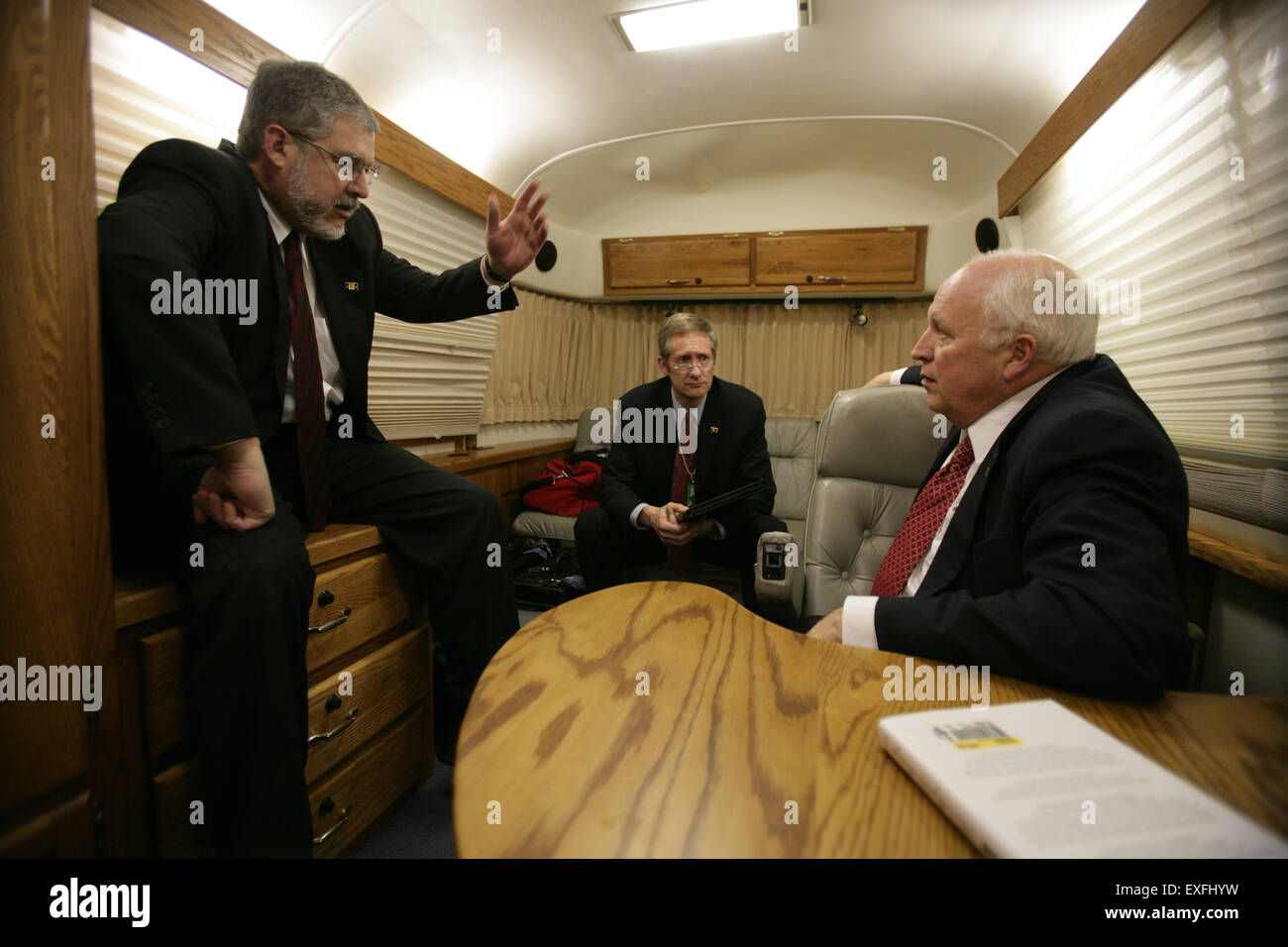 Vice President Cheney, David Addington, and John Hannah Talk in Stock ...