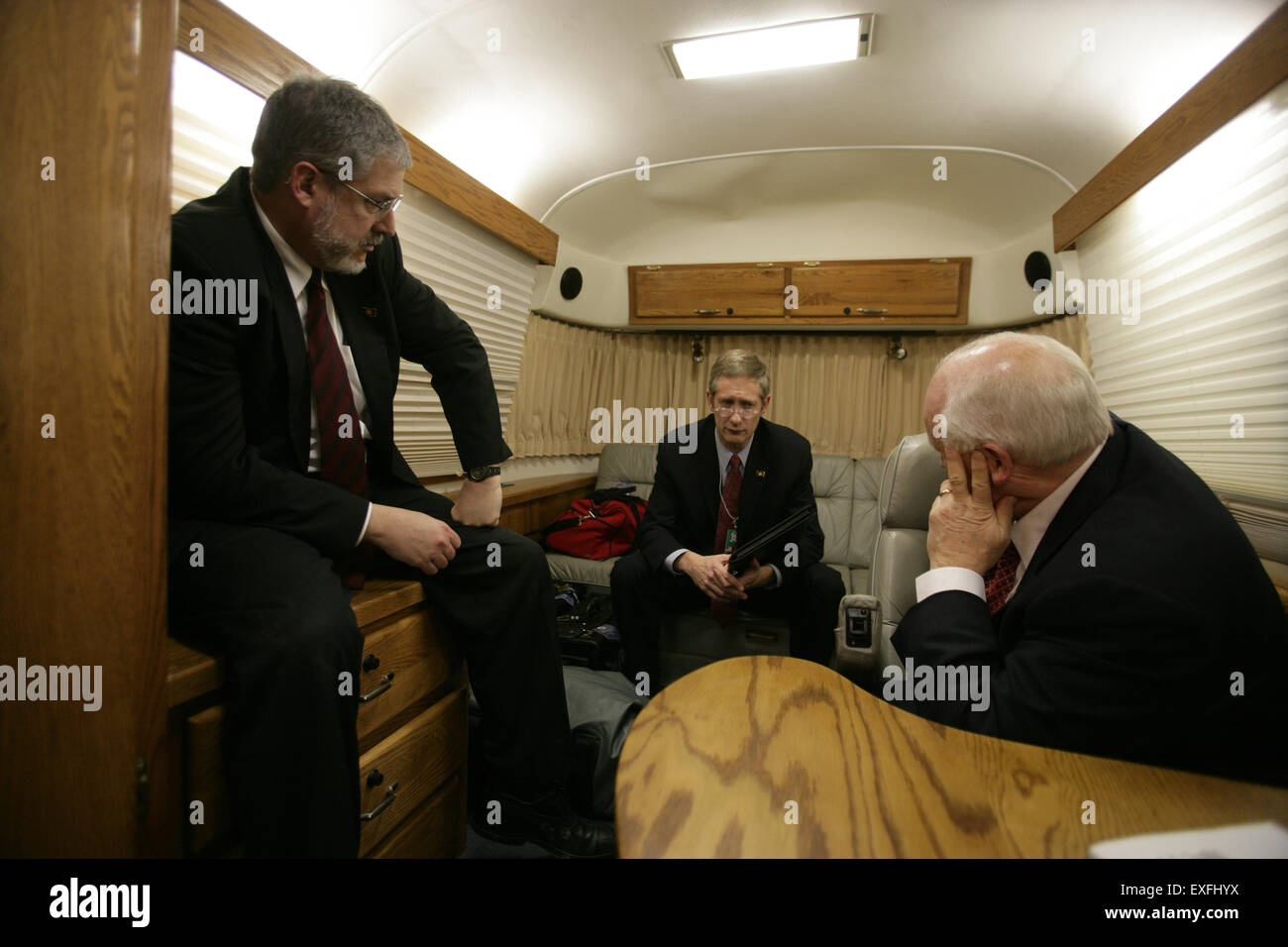 Vice President Cheney, David Addington, and John Hannah Talk in Stock ...