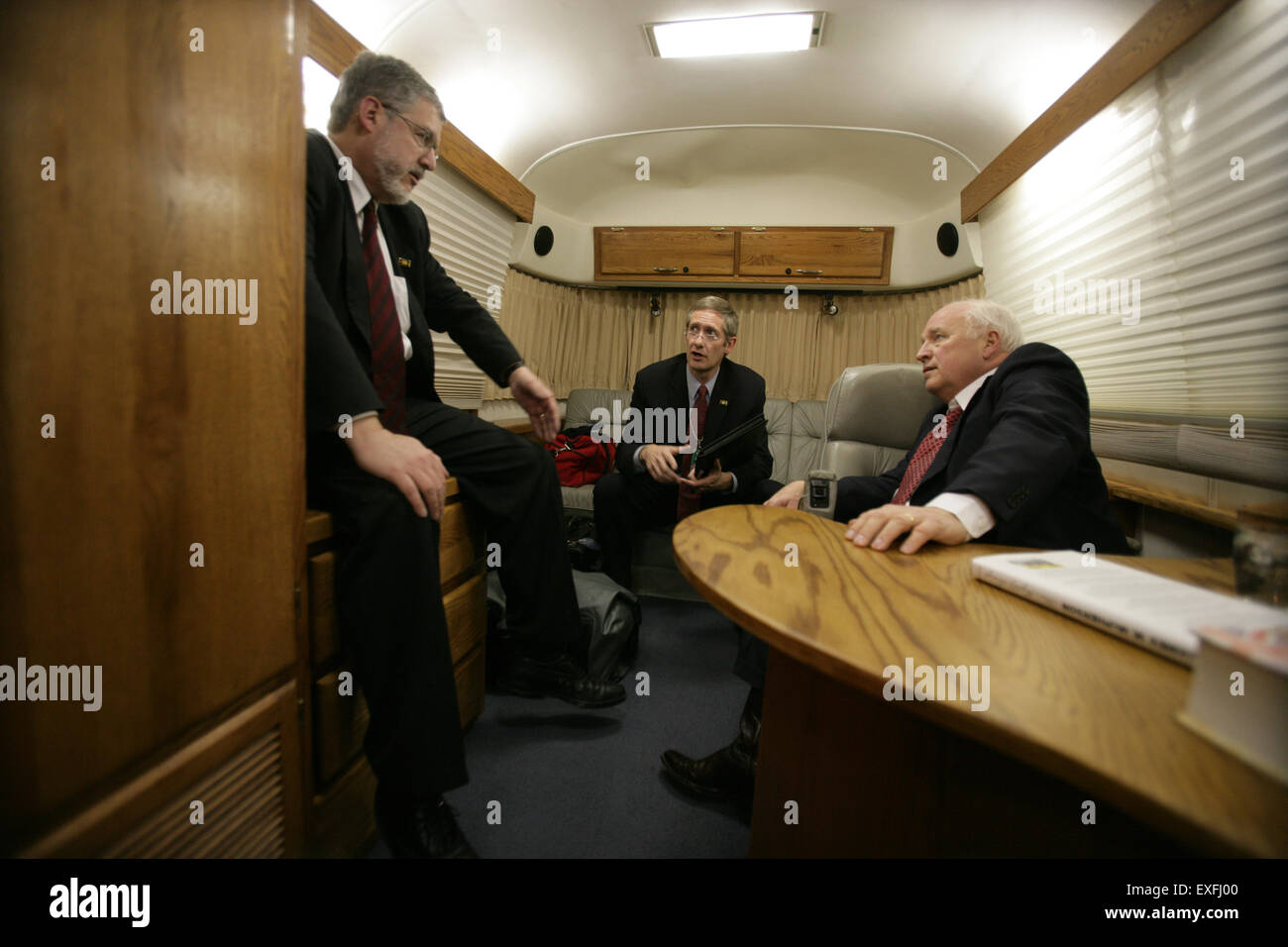 Vice President Cheney, David Addington, and John Hannah Talk in Stock ...