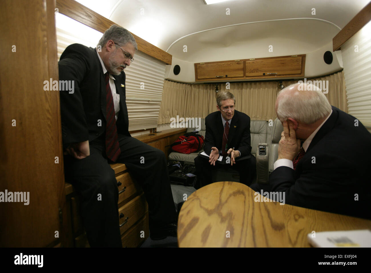 Vice President Cheney, David Addington, and John Hannah Talk in Stock ...