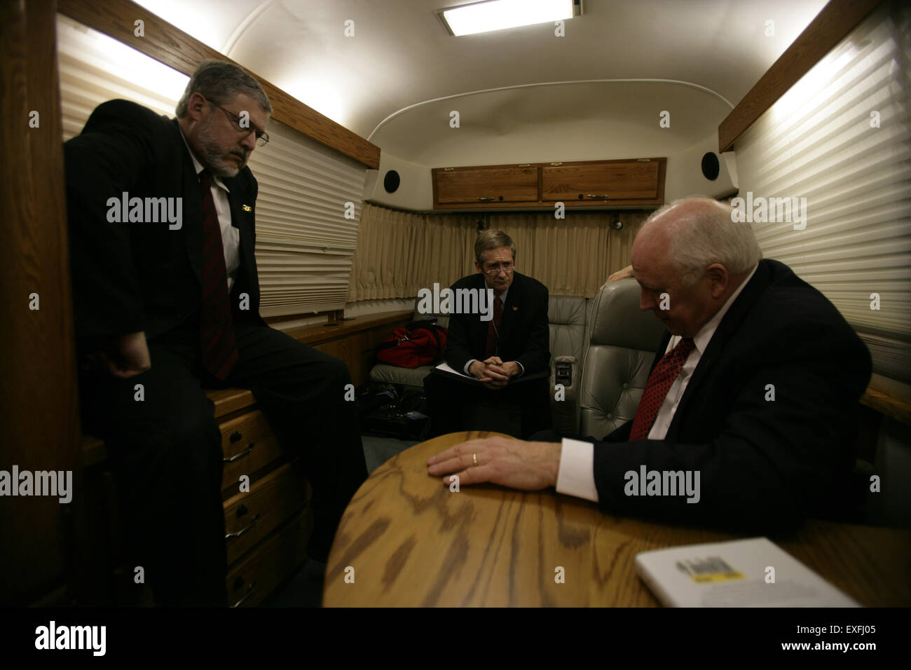 Vice President Cheney, David Addington, and John Hannah Talk in Stock ...