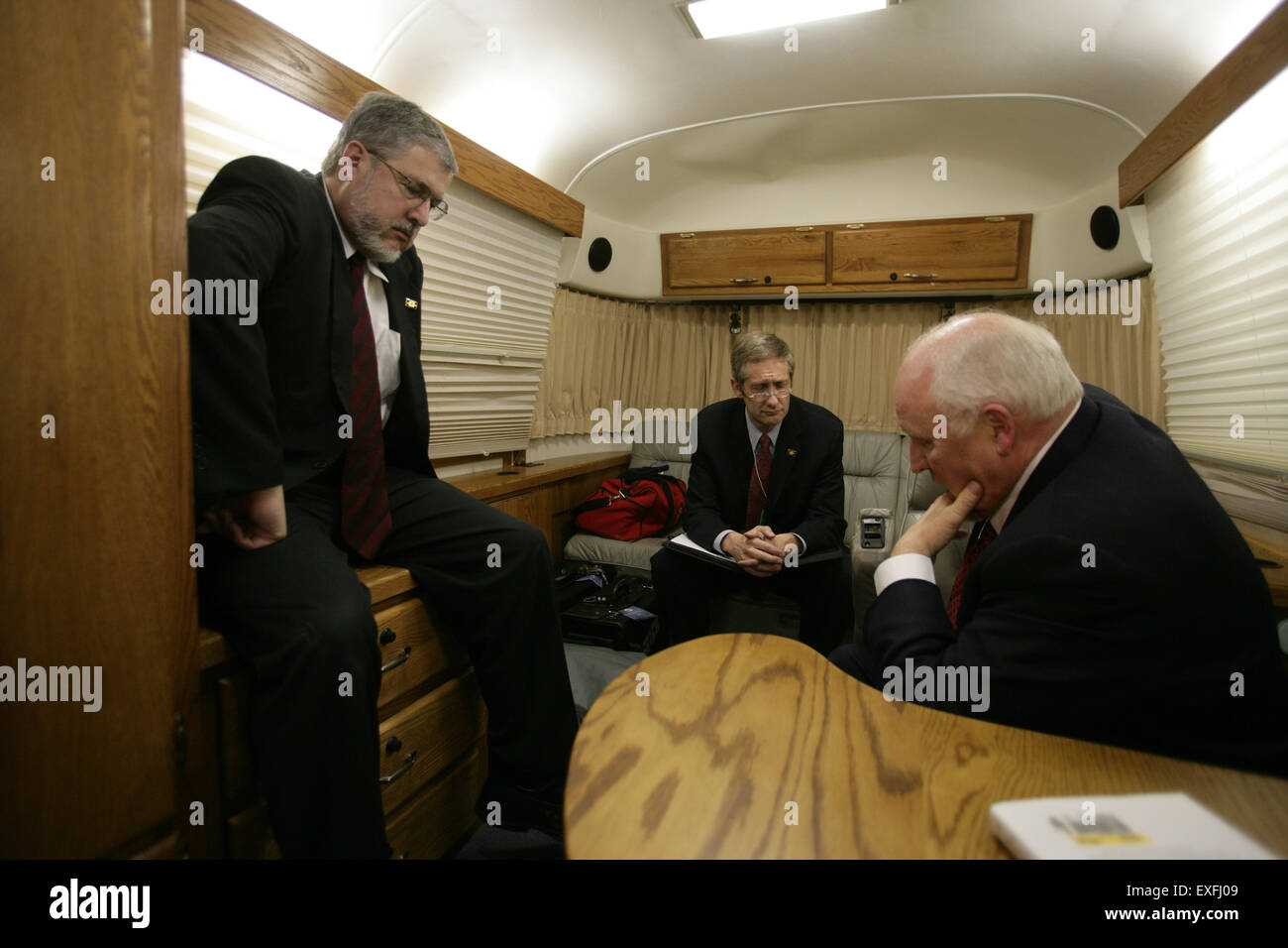 Vice President Cheney, David Addington, and John Hannah Talk in Stock ...