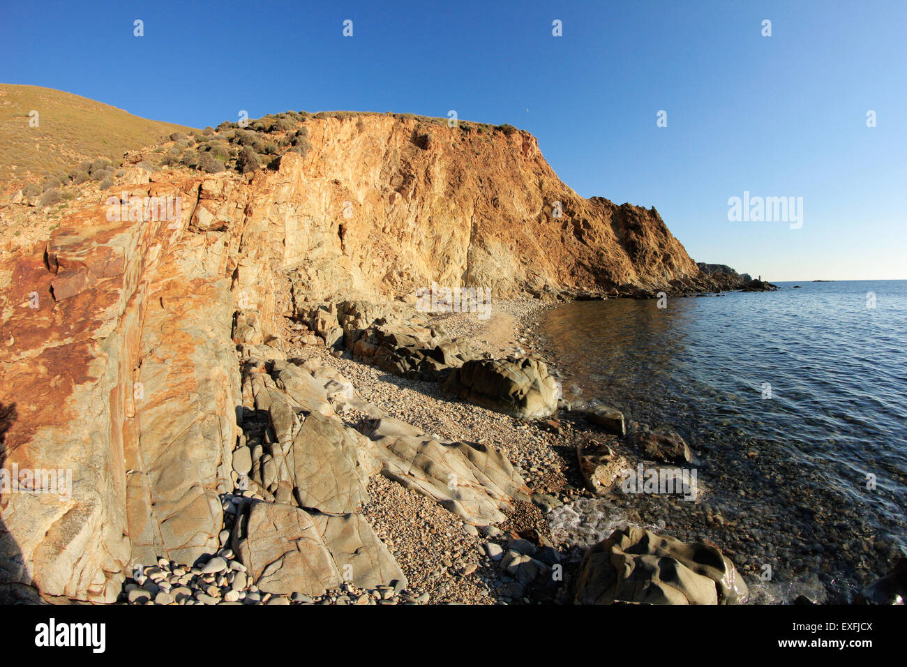Golden colour rocky scape in Skalosies mountainous region of Kaspakas ...