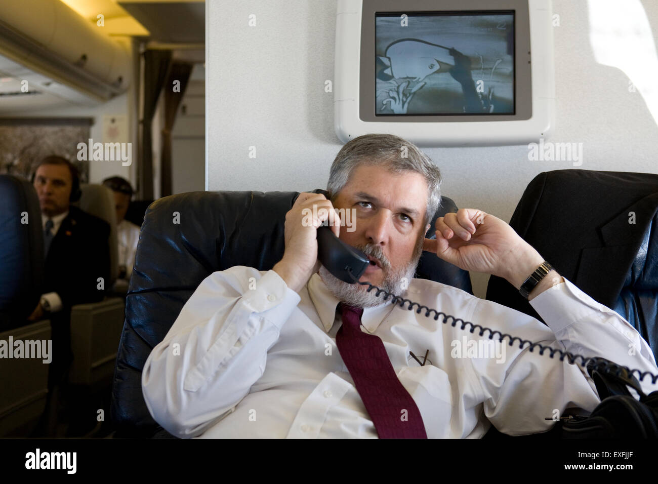 David Addington Talks on Telephone While Aboard Air Force Two Stock ...