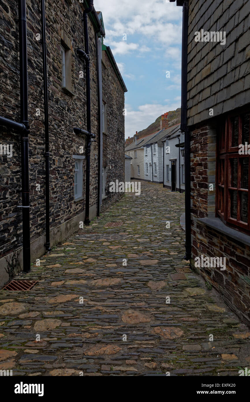 A cobbled street, Boscastle, North Cornwall, England, UK Stock Photo ...