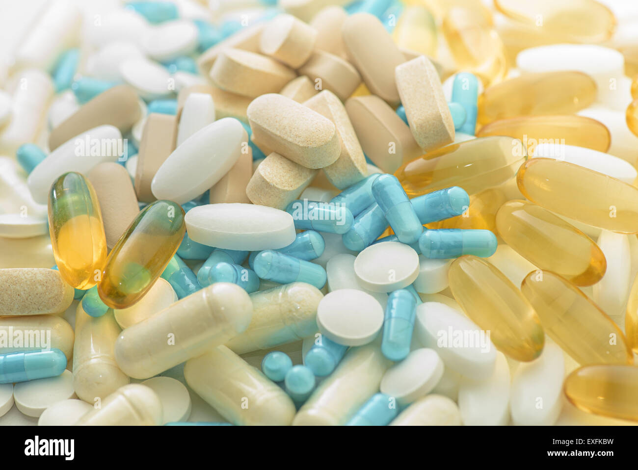 Large amount of dietary supplements and remedies for health Stock Photo ...