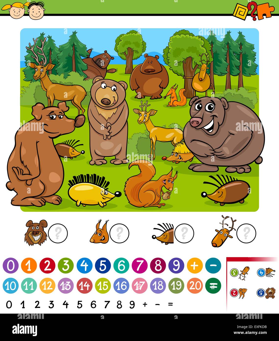 Cartoon Illustration of Education Mathematical Game of Animals Counting ...