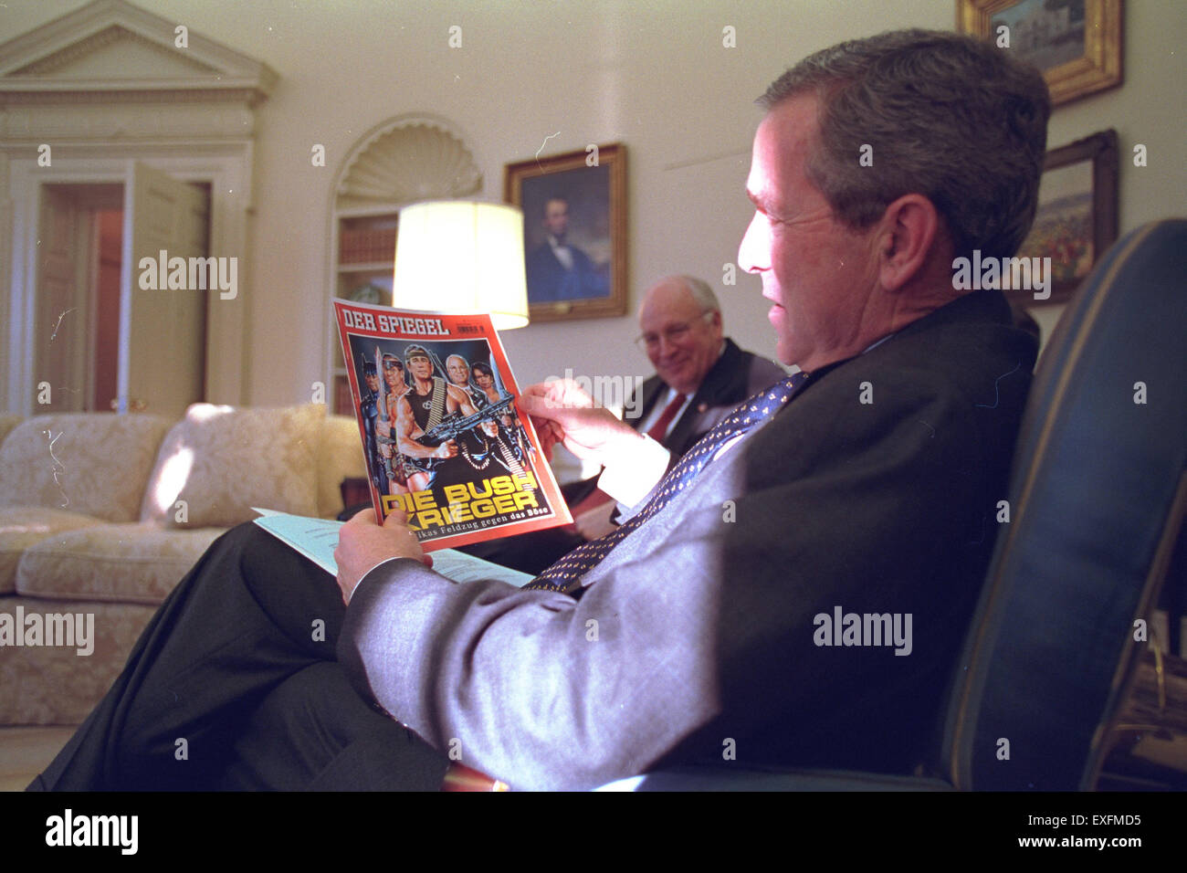 President Bush and Vice President Cheney in the Oval Office Stock Photo ...