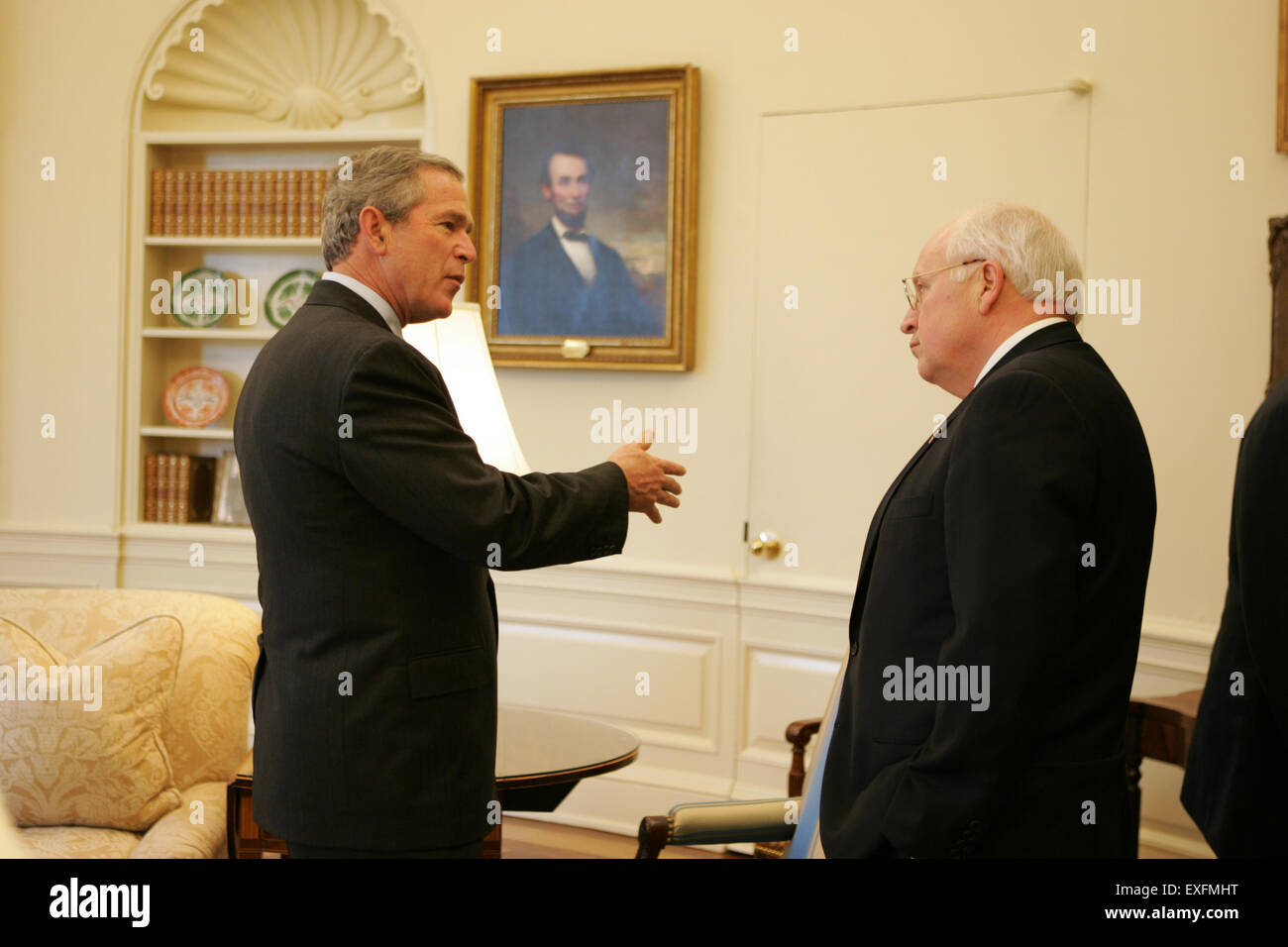 President Bush and Vice President Cheney in the Oval Office Stock Photo ...
