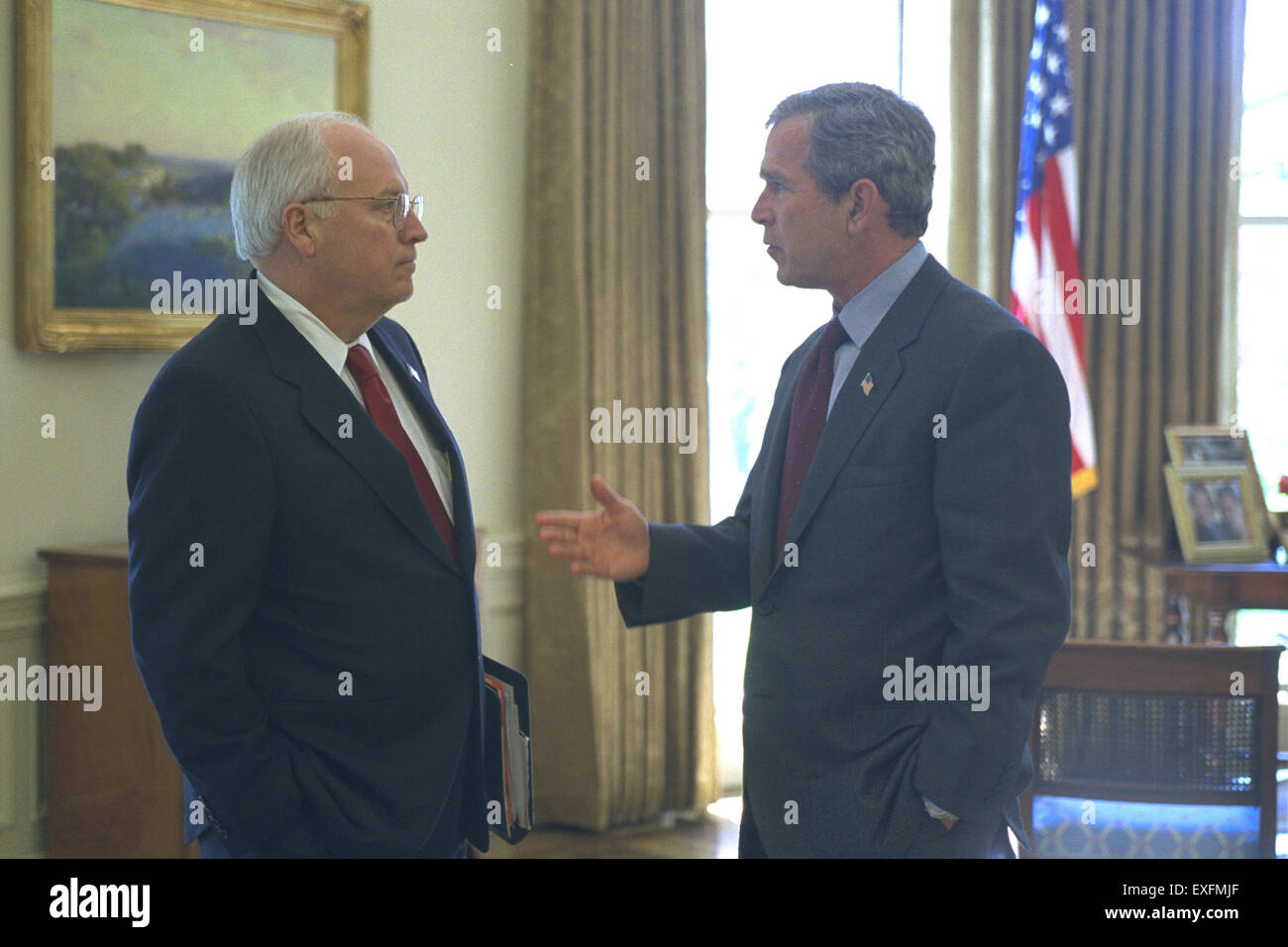 President Bush and Vice President Cheney in the Oval Office Stock Photo ...