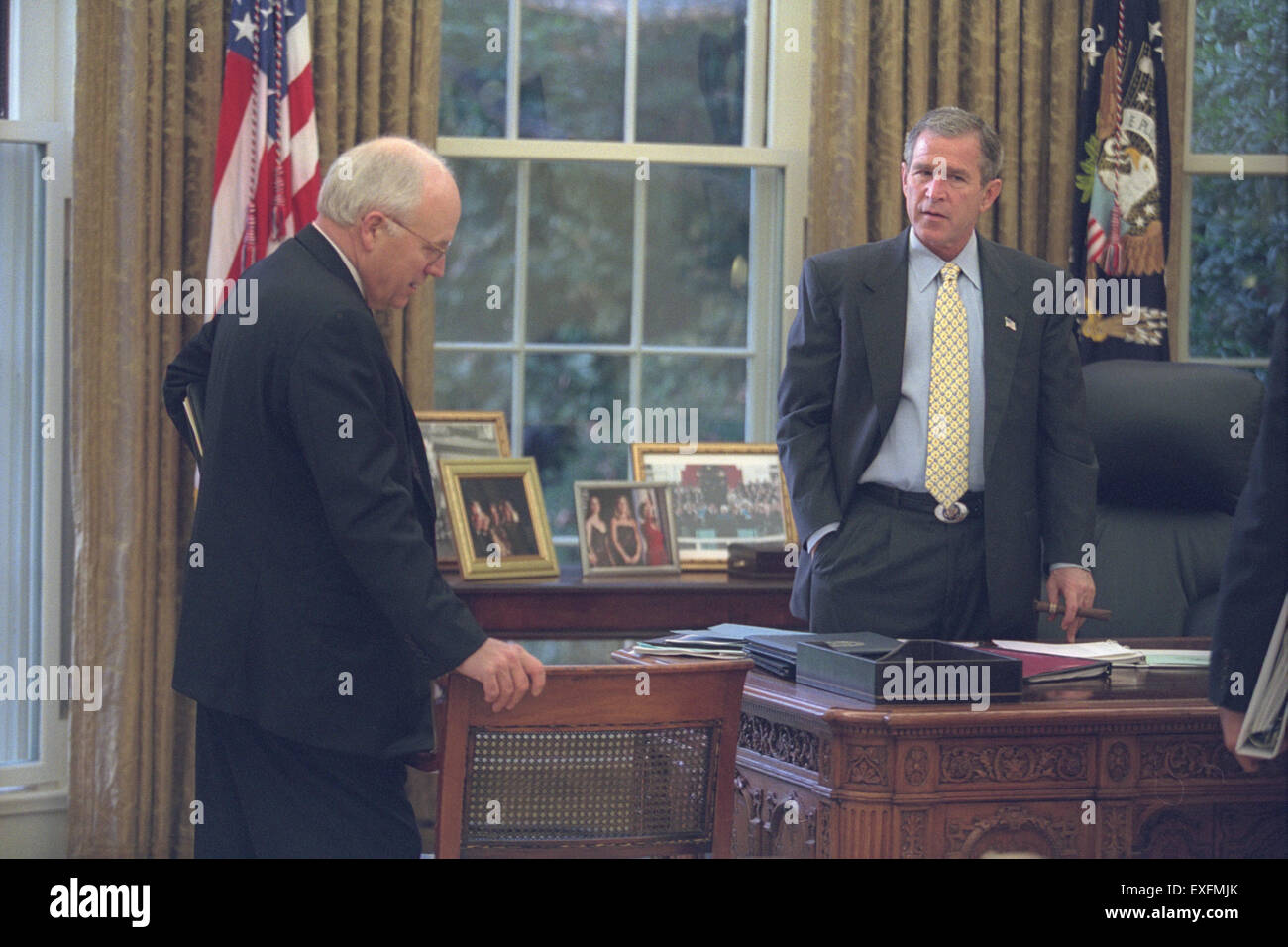 President Bush and Vice President Cheney in the Oval Office Stock Photo ...